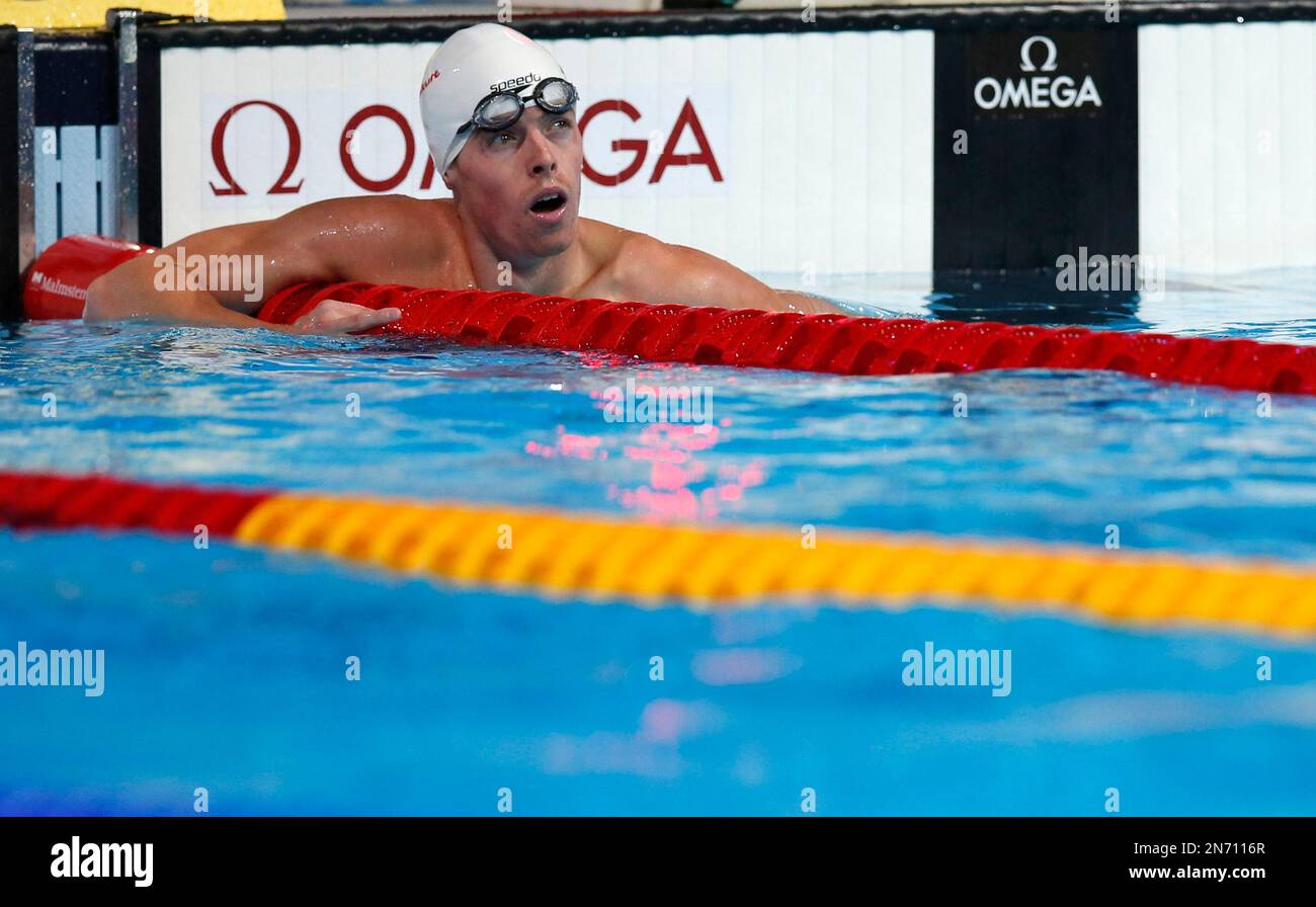 United States's Connor Jaeger rests after finishing a Men's 1500m ...