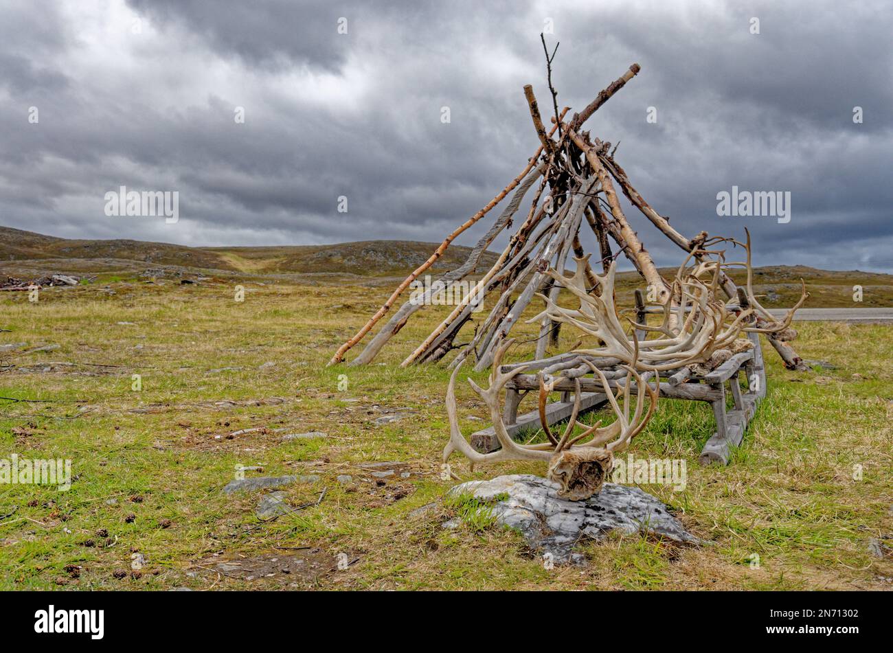 Lavvu - Sami tent in Nordkapp peninsula - Norway. Lavvu is a temporary ...