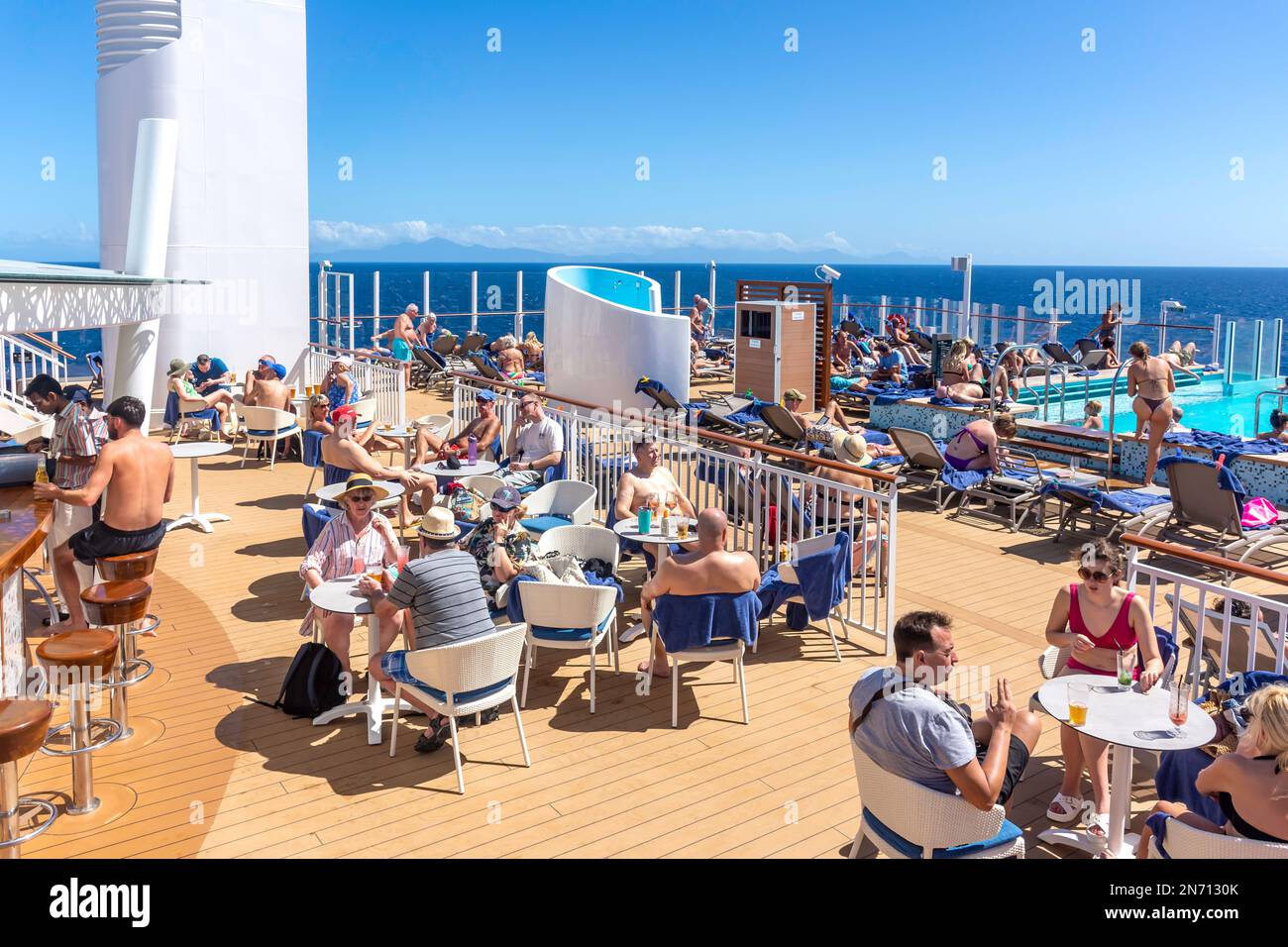 Panorama Bar at stern of P&O Arvia cruise ship, Lesser Antilles ...