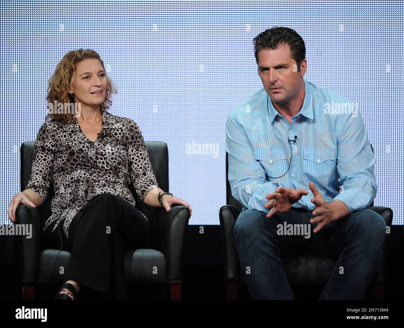 From left, executive producers Meredith Stiehm and Elwood Reid ...