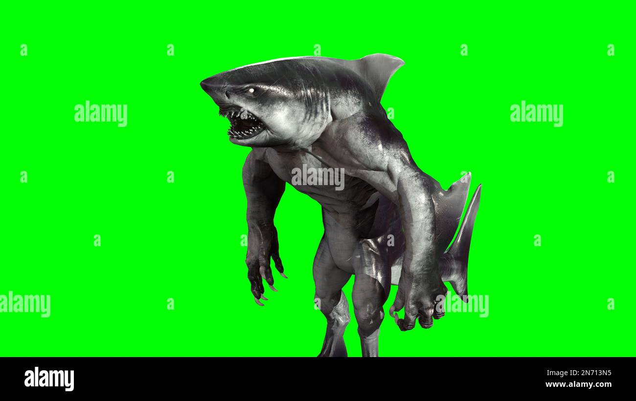 A shark humanoid he has a mouth. 3d rendering Stock Photo - Alamy