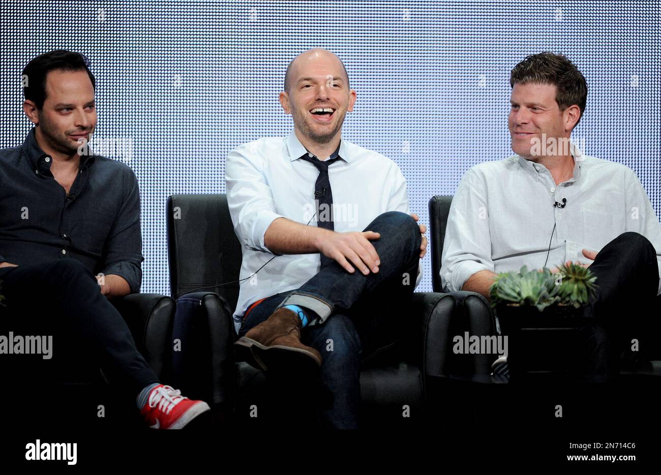From left, actors Nick Kroll, Paul Scheer and Stephen Rannazzisi ...
