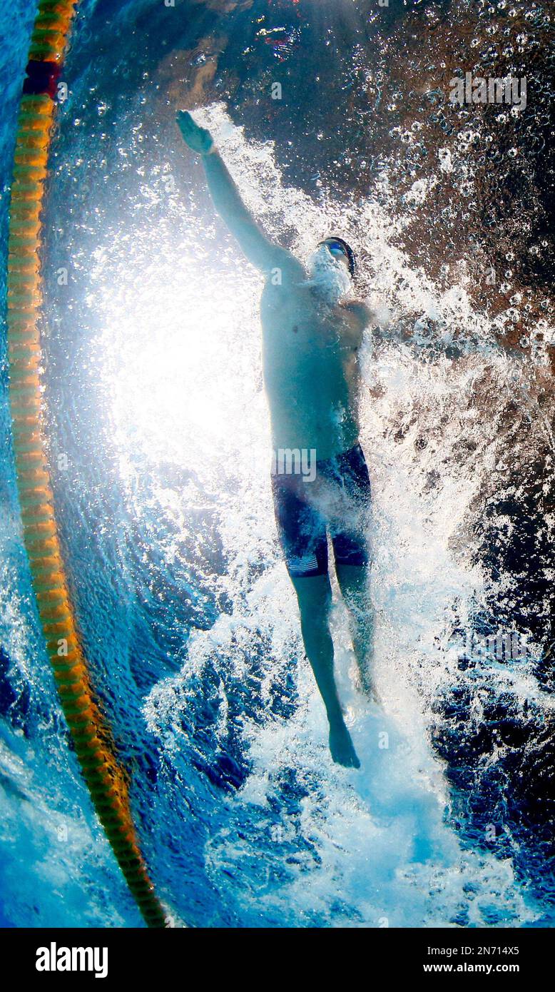 The United States Ryan Lochte swims the second leg on the way to the ...