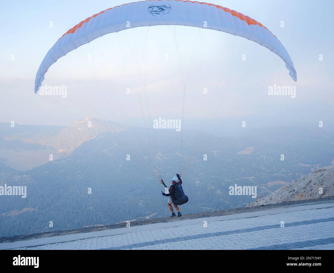 Fethiye, Turkey - Octover 23 2022 : Paragliding at start point ...