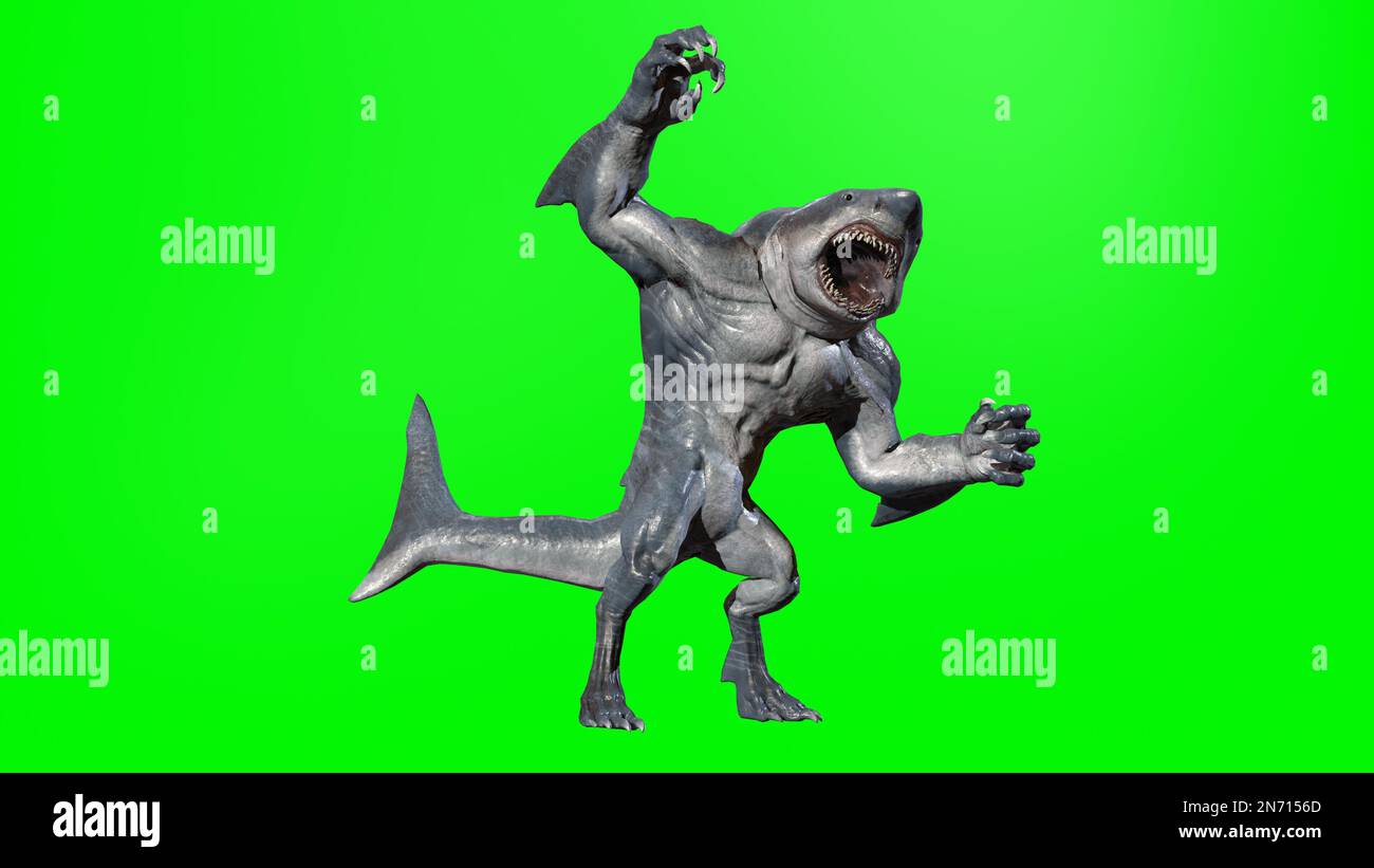 A shark humanoid he has a mouth. 3d rendering Stock Photo - Alamy