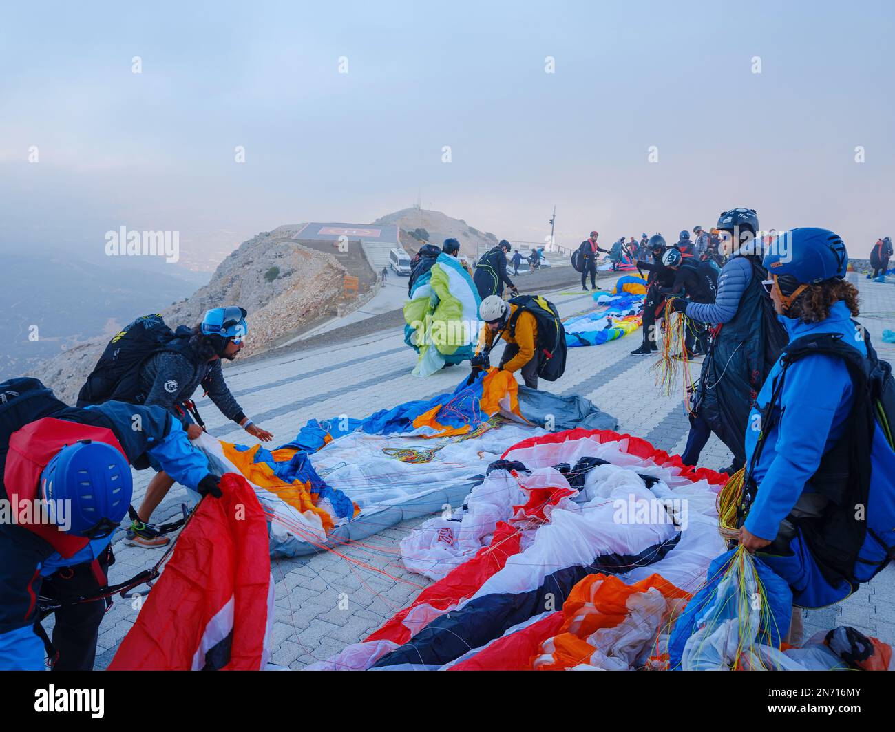 Fethiye, Turkey - Octover 23 2022 : Paragliding at start point ...