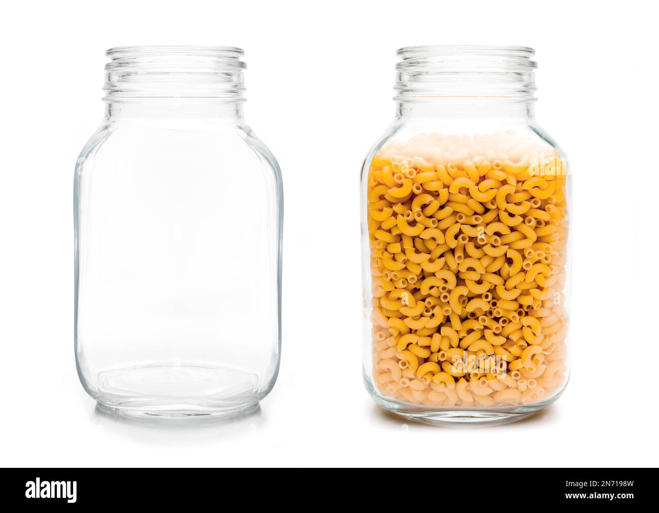 Empty canning jar filled with pasta isolated on white background Stock ...