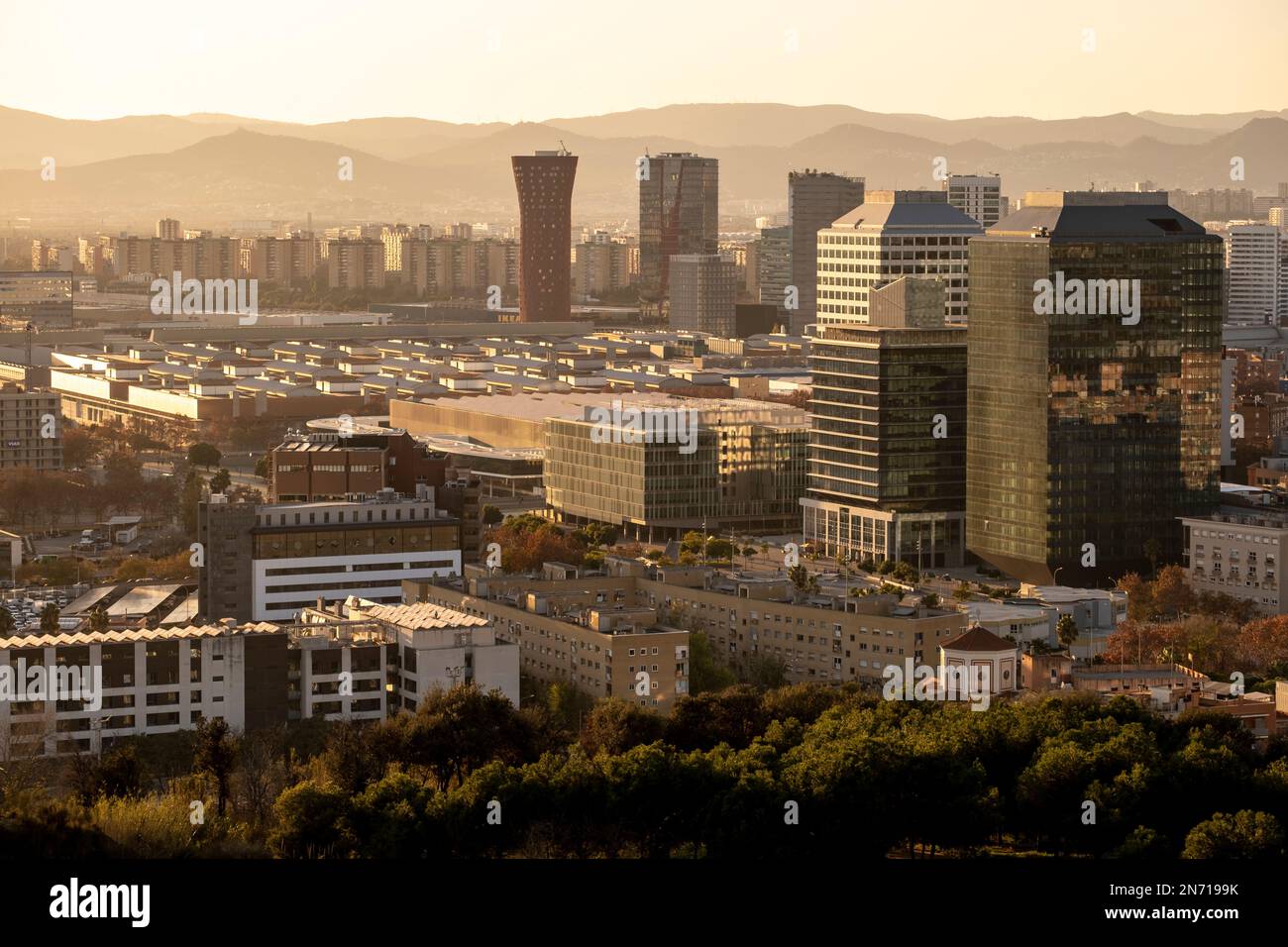 modern office and hotel buildings in a panorama of the city of ...