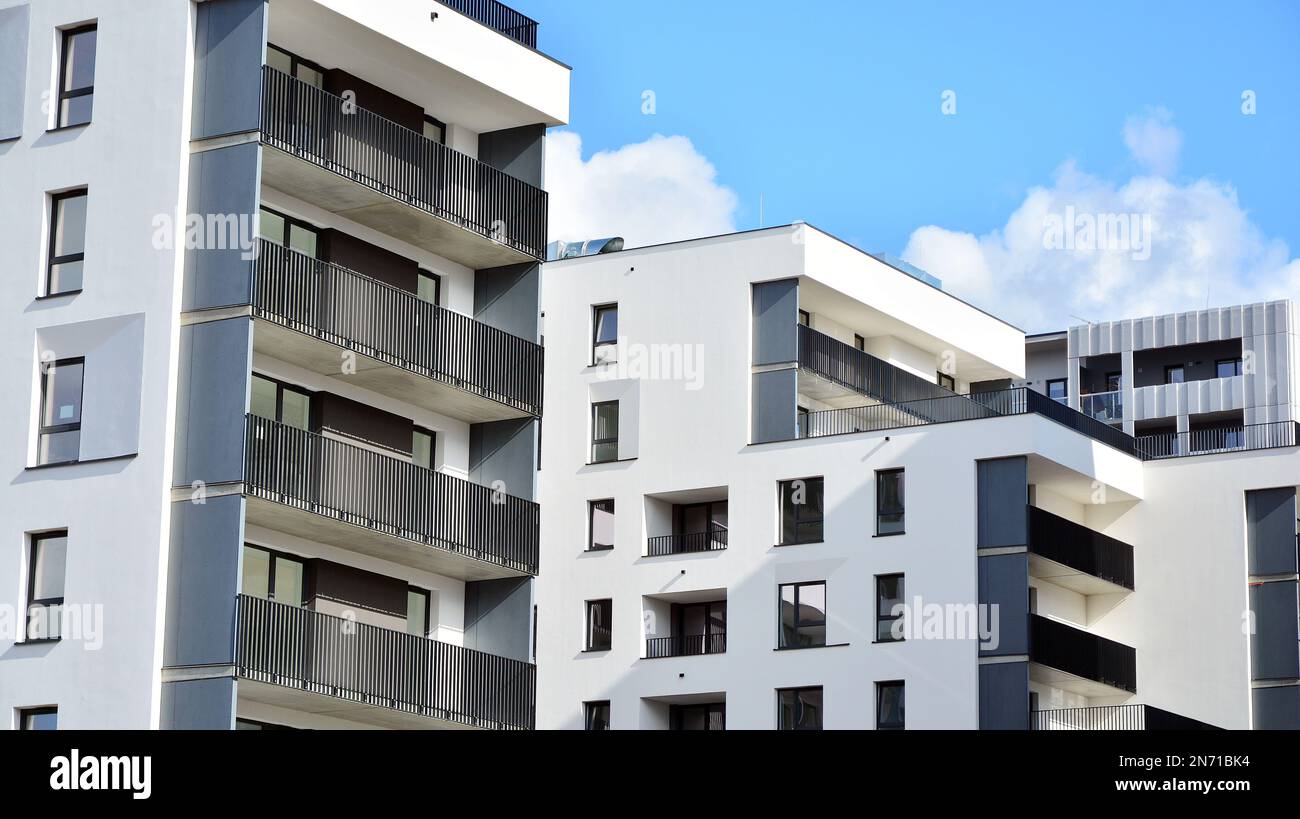 Modern architecture building facade with balconies. New apartments ...