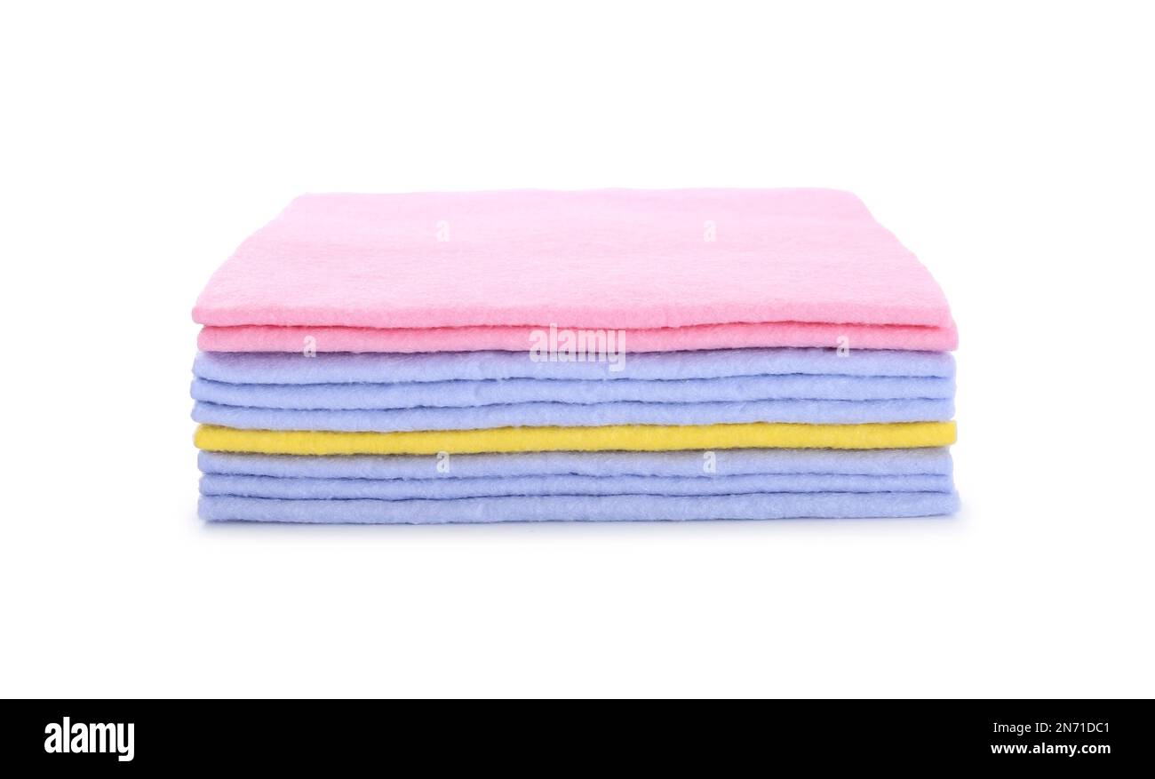 Stack of cleaning rags isolated on white Stock Photo - Alamy
