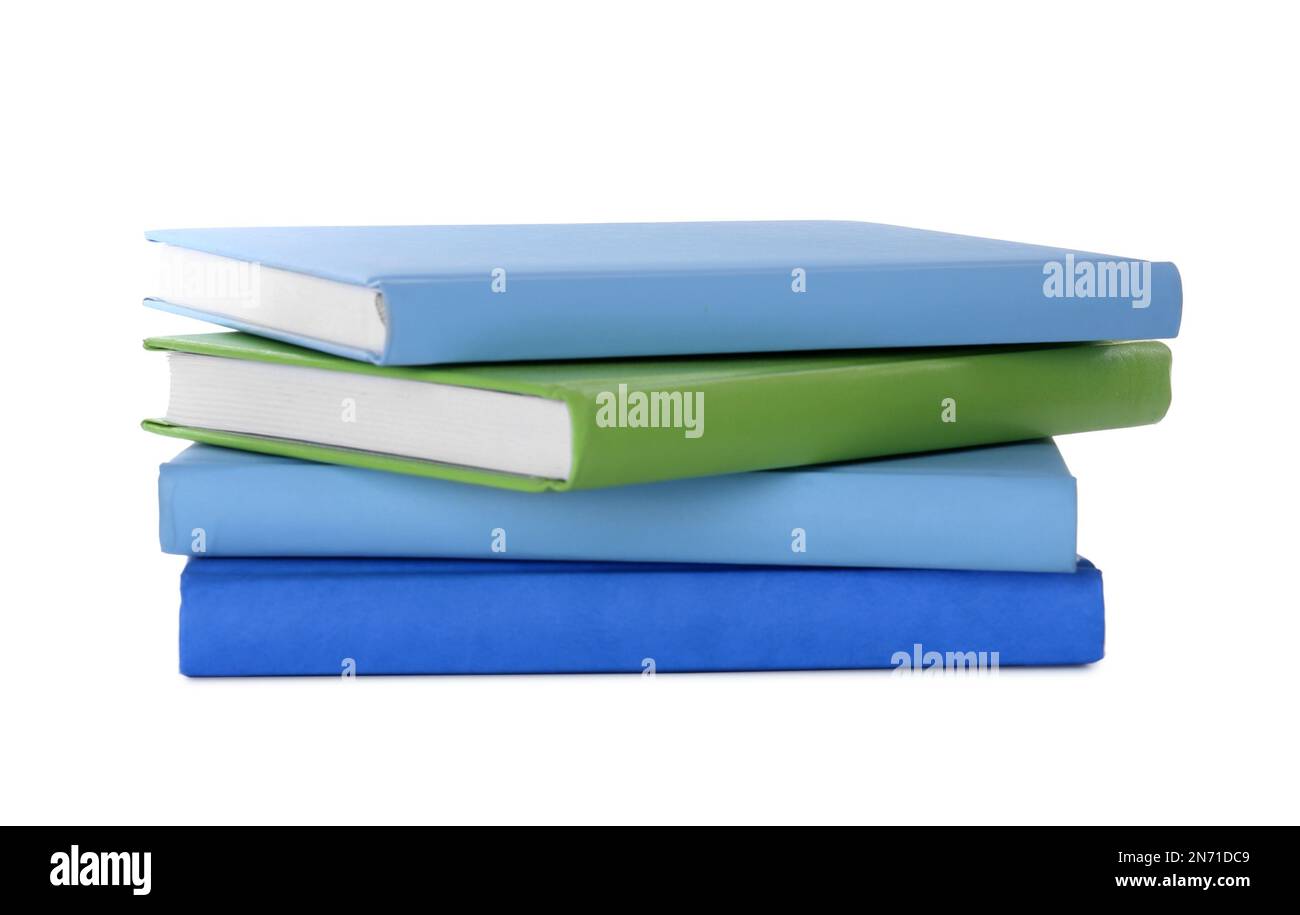 Stack of colorful books on white background Stock Photo - Alamy