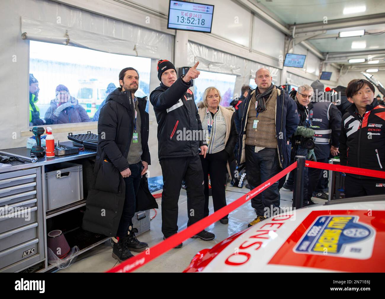 Prince Carl Philip of Sweden (L) meets with Jari Matti Latvala, team ...