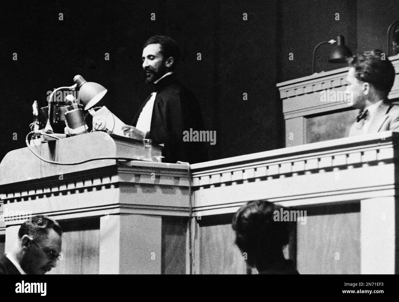 Haile Selassie, Emperor of Abyssiniadelivers a speech to the League of ...