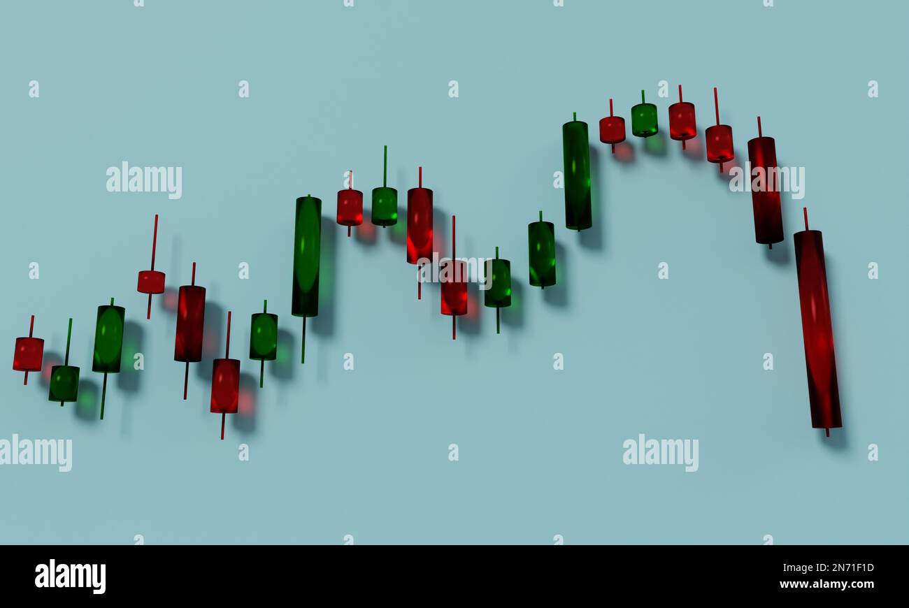 Stock Market Glass Bar Chart of Bearish Market. Conceptual 3d Rendering ...