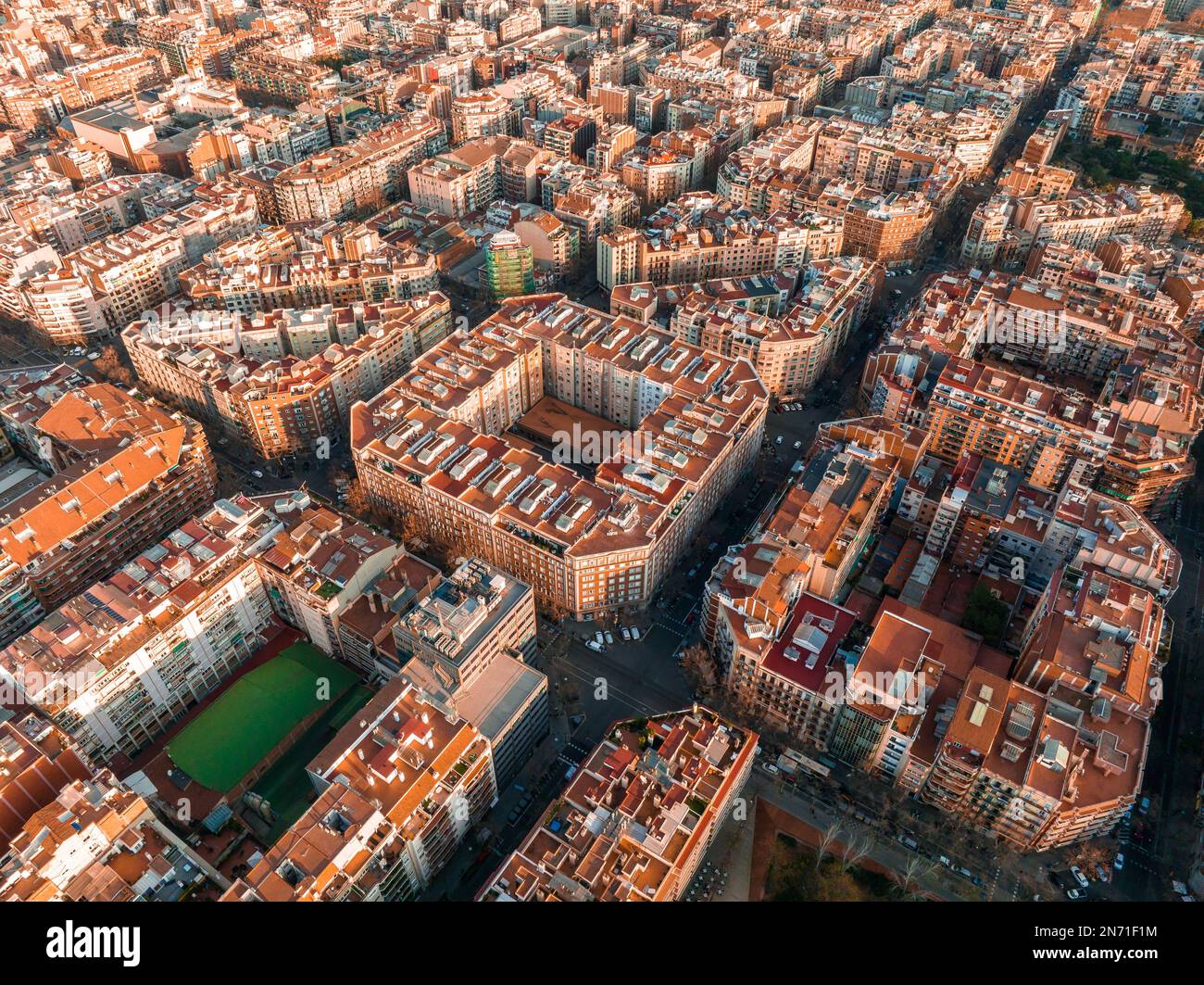 Barcelona street aerial view with beautiful patterns in Spain Stock ...