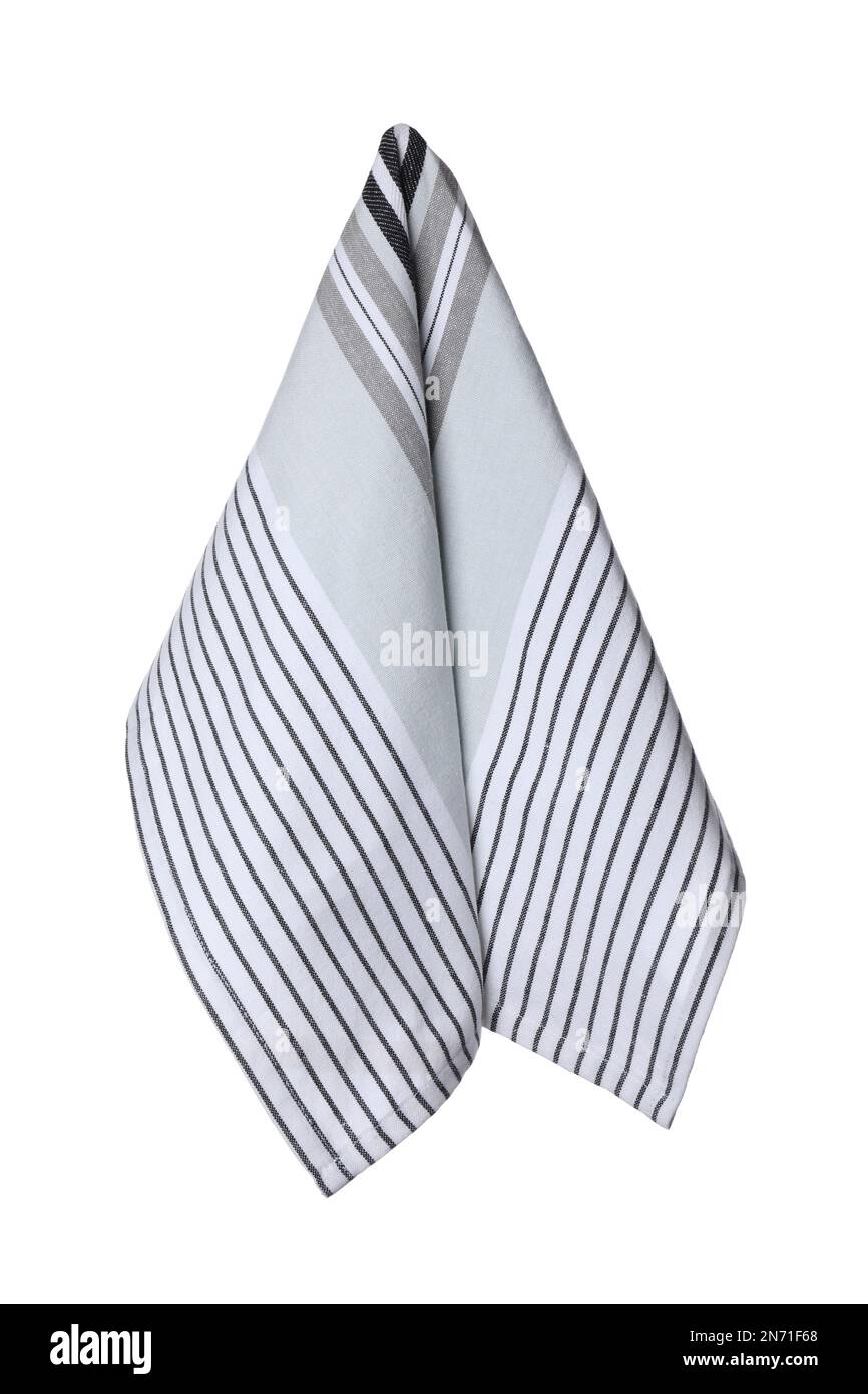 Grey striped fabric napkin isolated on white Stock Photo - Alamy