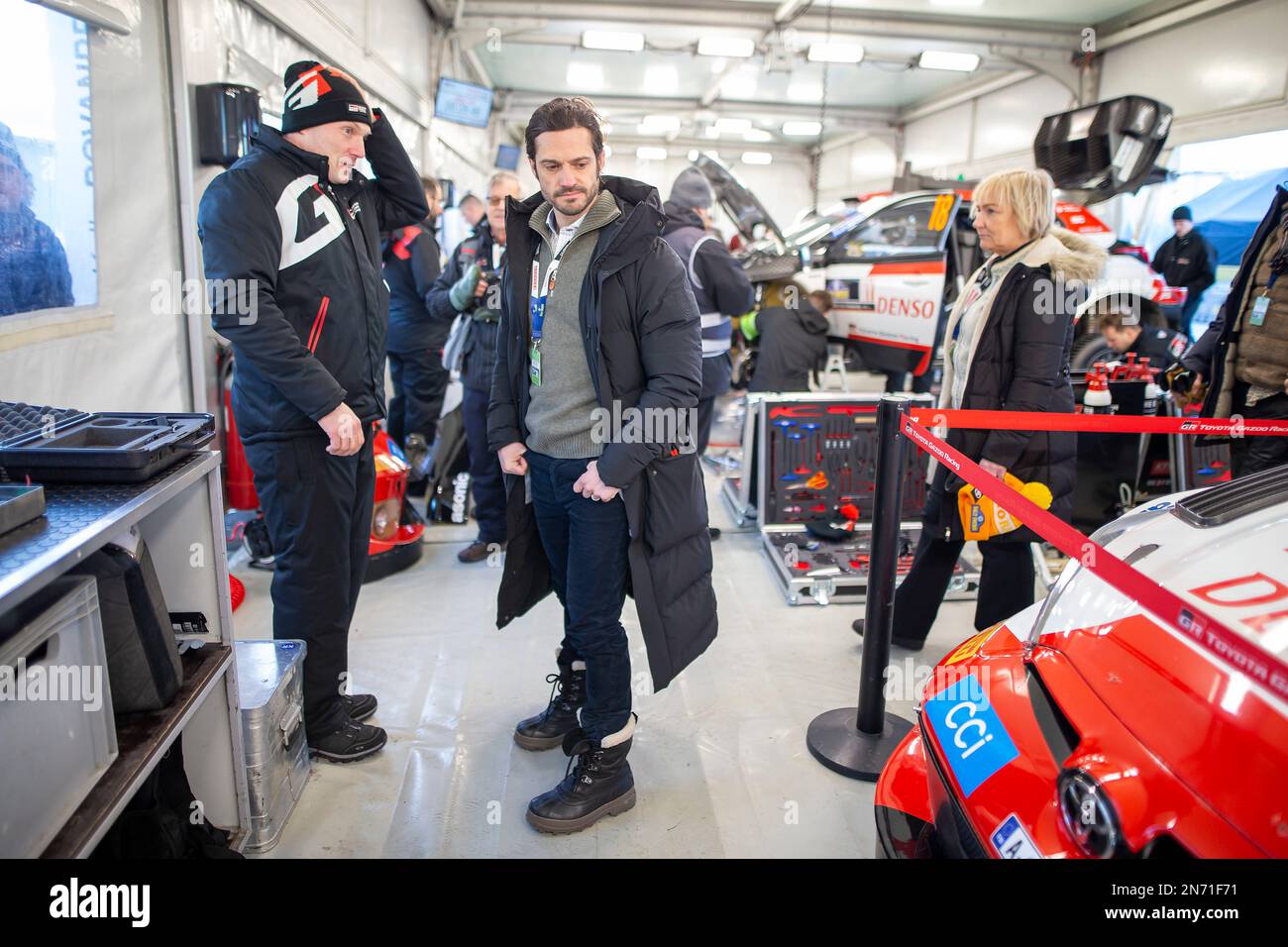 Prince Carl Philip of Sweden (R) meets with Jari Matti Latvala, team ...