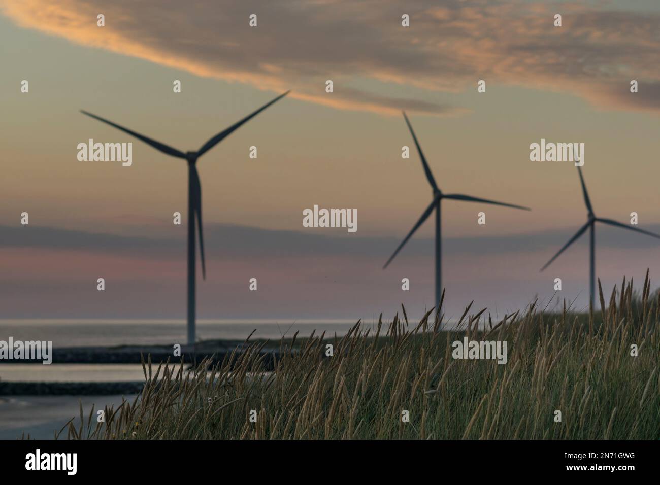 Wind turbines, Denmark, North Sea, wind power, renewable energy Stock ...