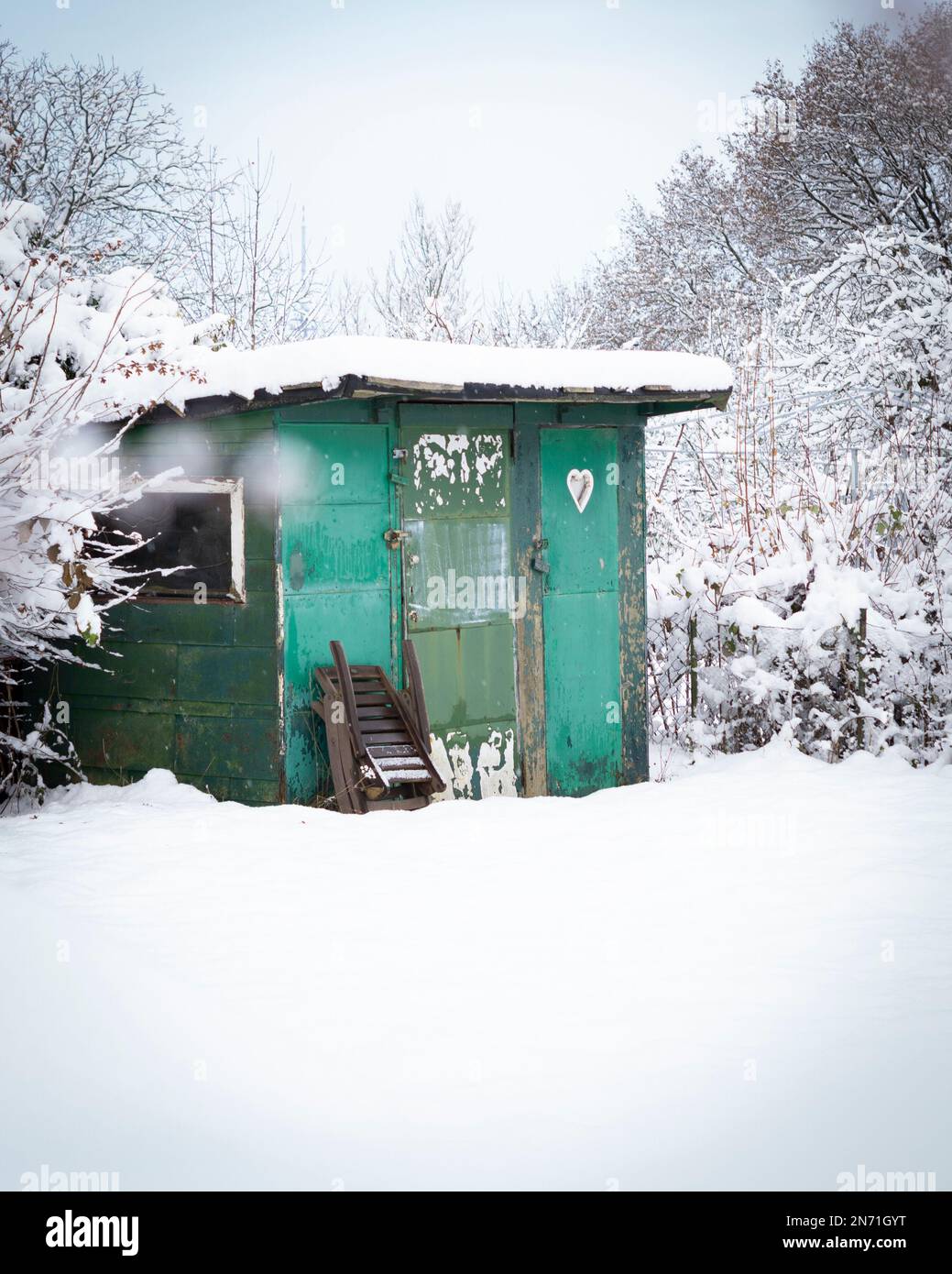 Winter, snow, garden house in snow Stock Photo - Alamy