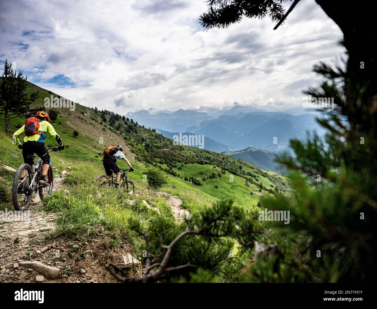 Single trail descent from Pelopín mountain (2, 007m) in the direction ...