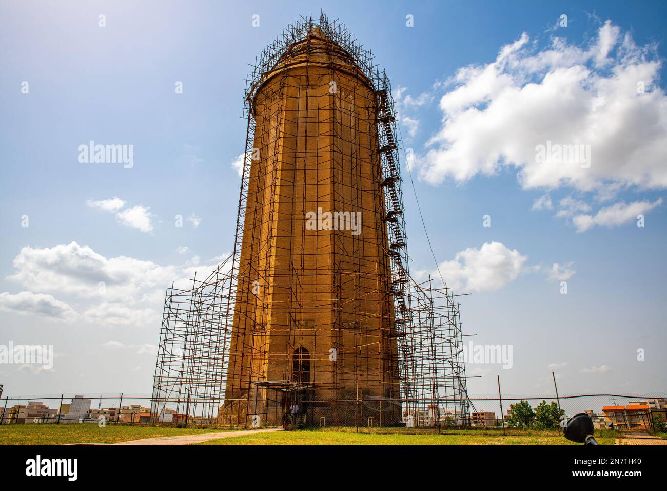 A beautiful shot of the Tower of Kavus in Gonbad-e Kavus, Iran Stock ...
