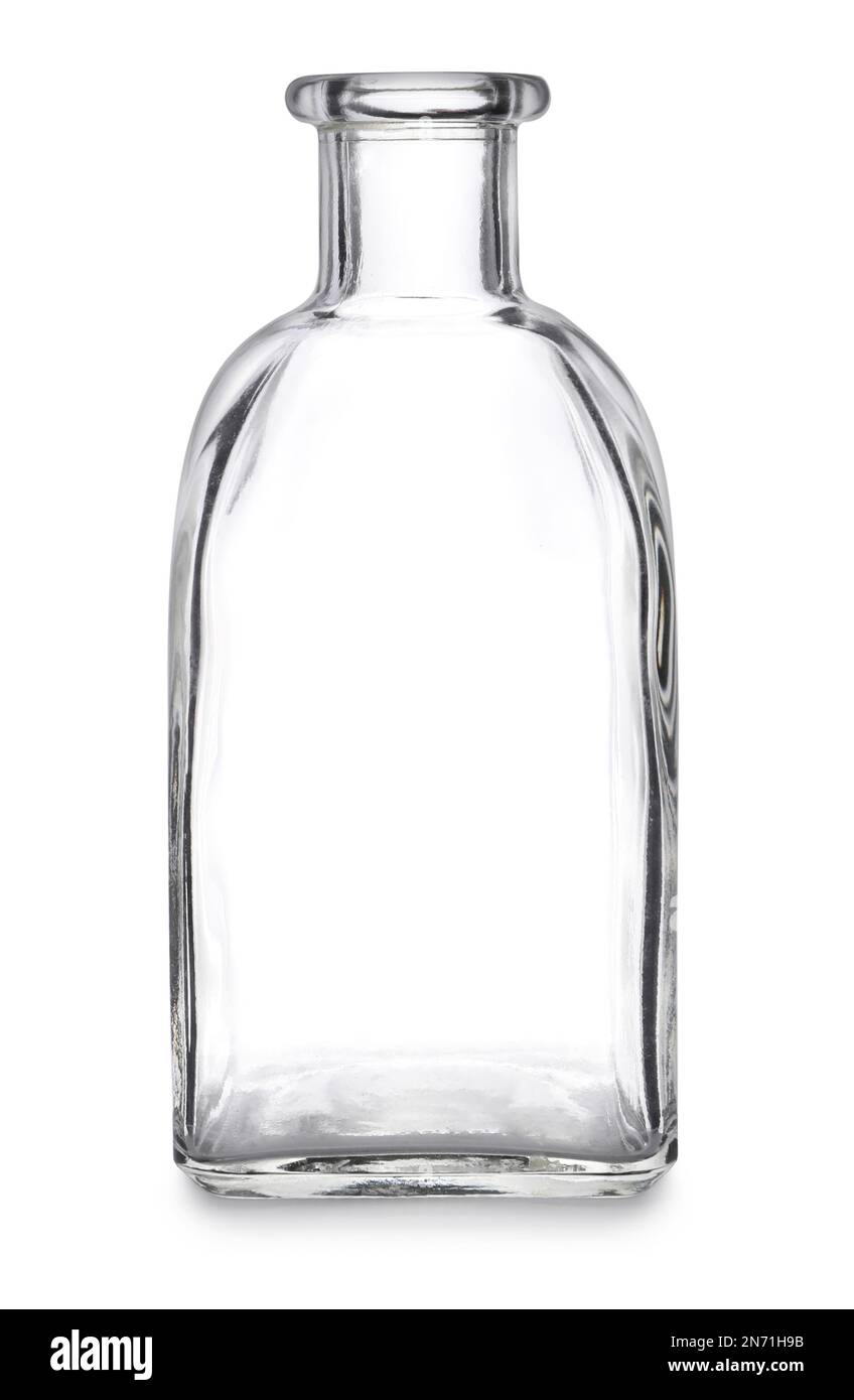 One empty glass bottle isolated on white Stock Photo - Alamy
