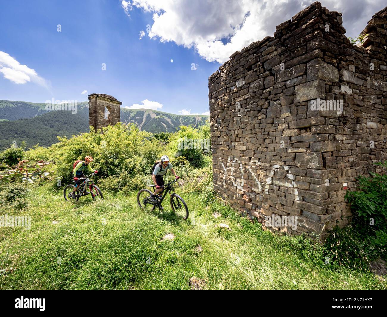Single trail descent from Pelopín mountain (2, 007m). Ruins of the ...