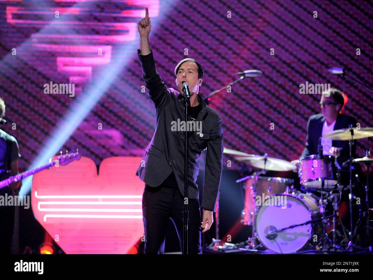 Michael Fitzpatrick, of musical group Fitz and The Tantrums, performs ...