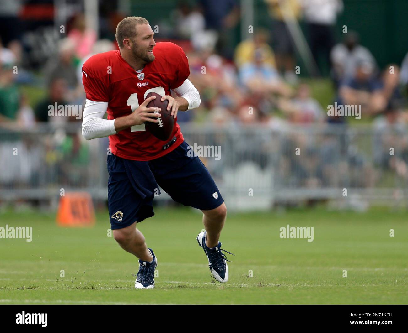 St. Louis Rams quarterback Kellen Clemens drops back to pass during ...