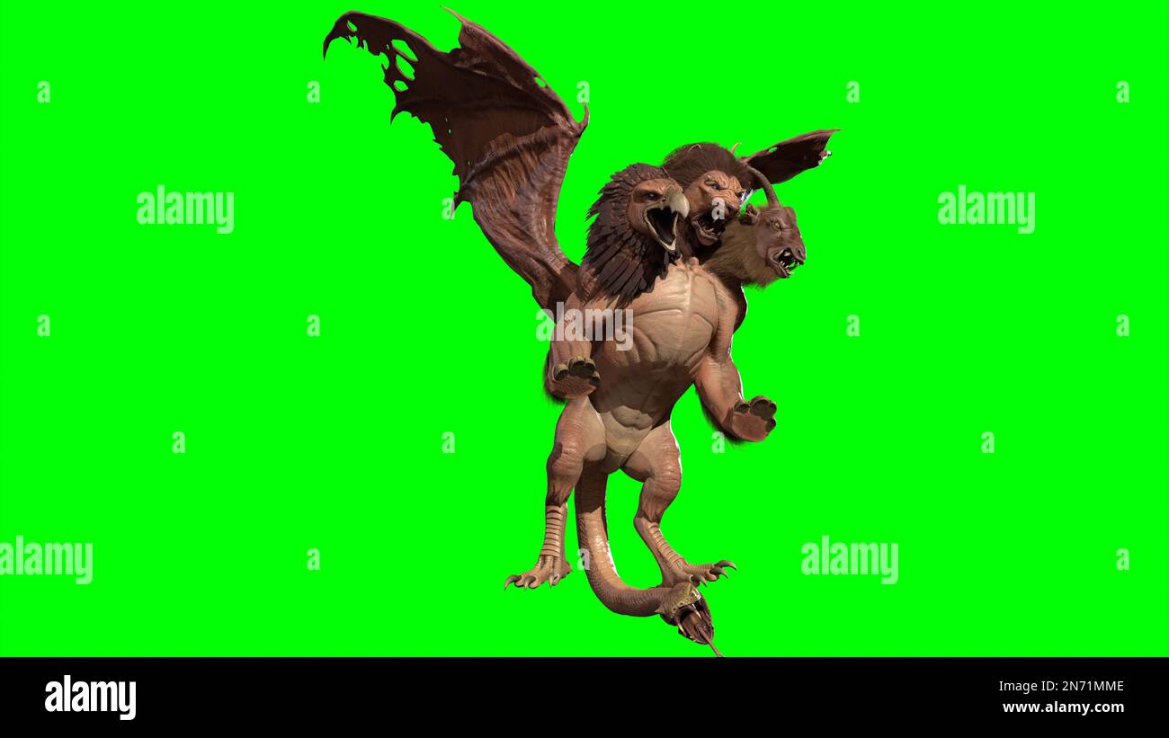 chimera 3d render model on the background of chromakey Stock Photo - Alamy