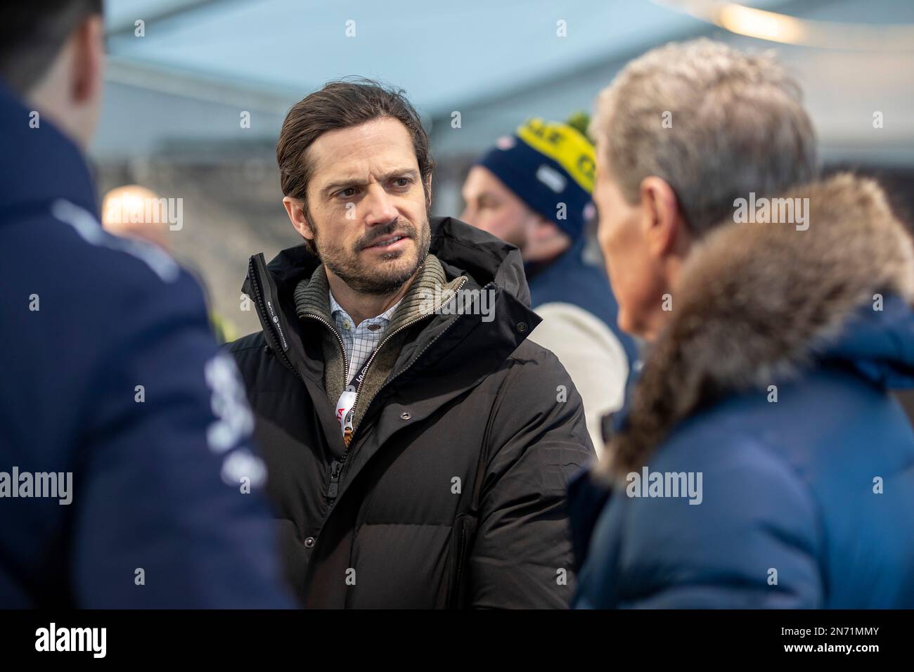 Prince Carl Philip of Sweden meets with Malcolm Wilson (R), team ...