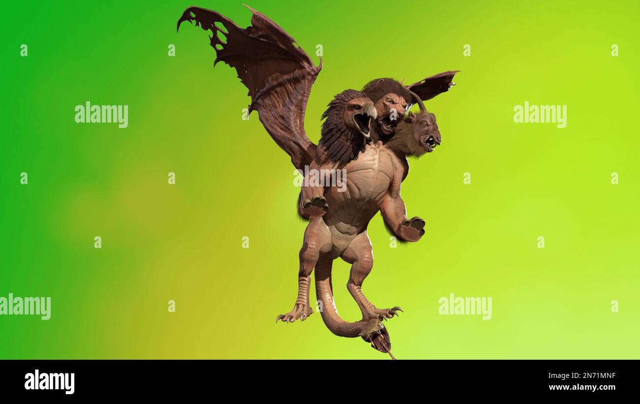 chimera 3d render model on the background of chromakey Stock Photo - Alamy