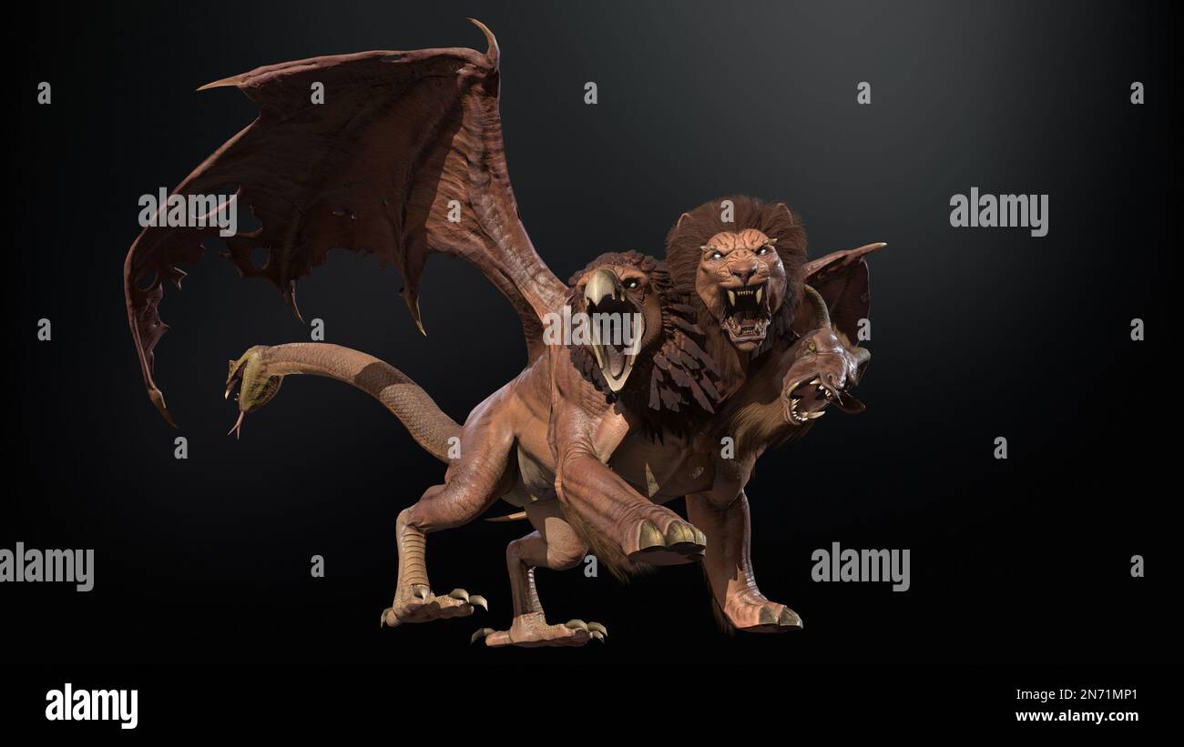 chimera 3d render model on the background of chromakey Stock Photo - Alamy
