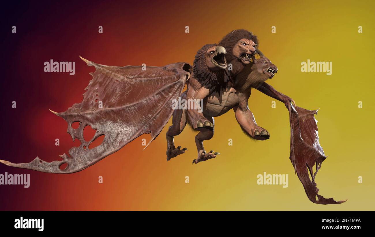 chimera 3d render model on the background of chromakey Stock Photo - Alamy