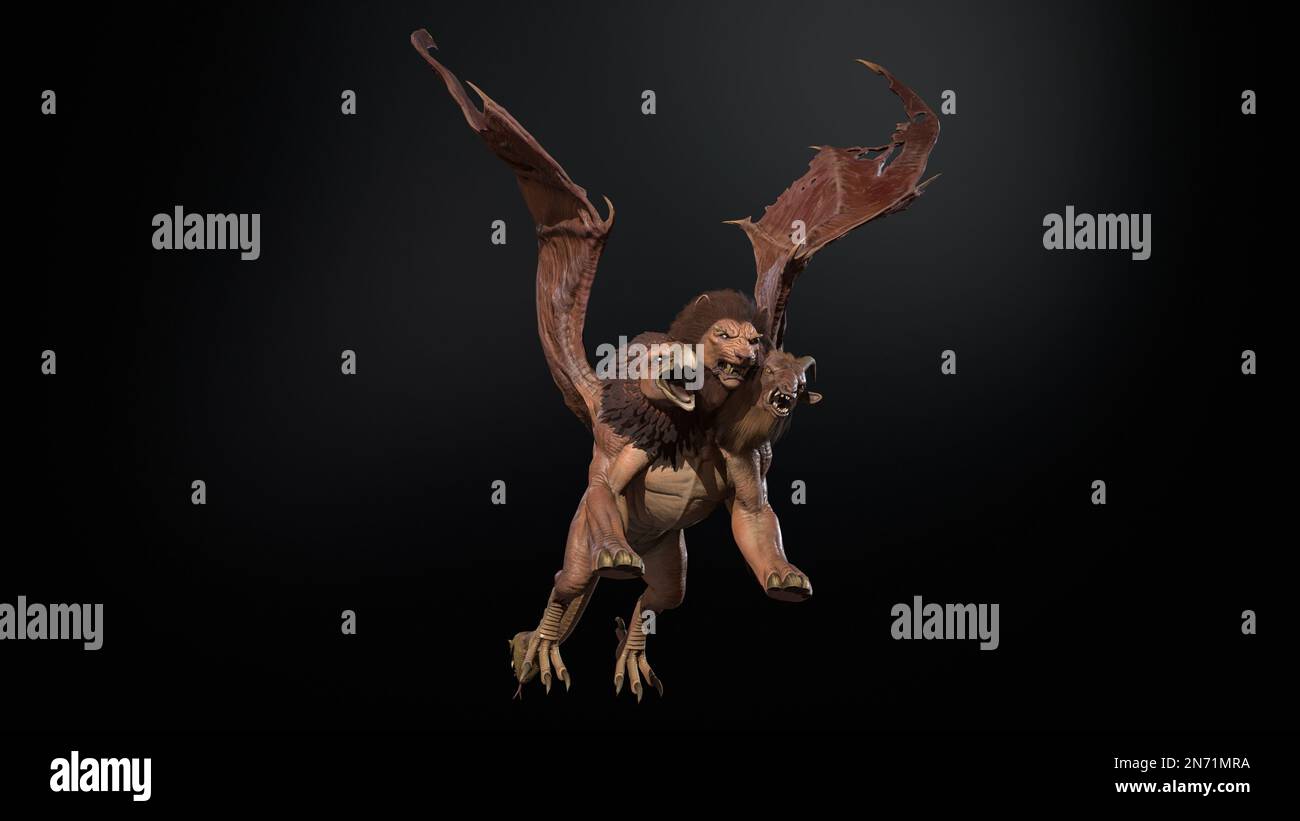 Mythical monster chimera 3d render models Stock Photo - Alamy