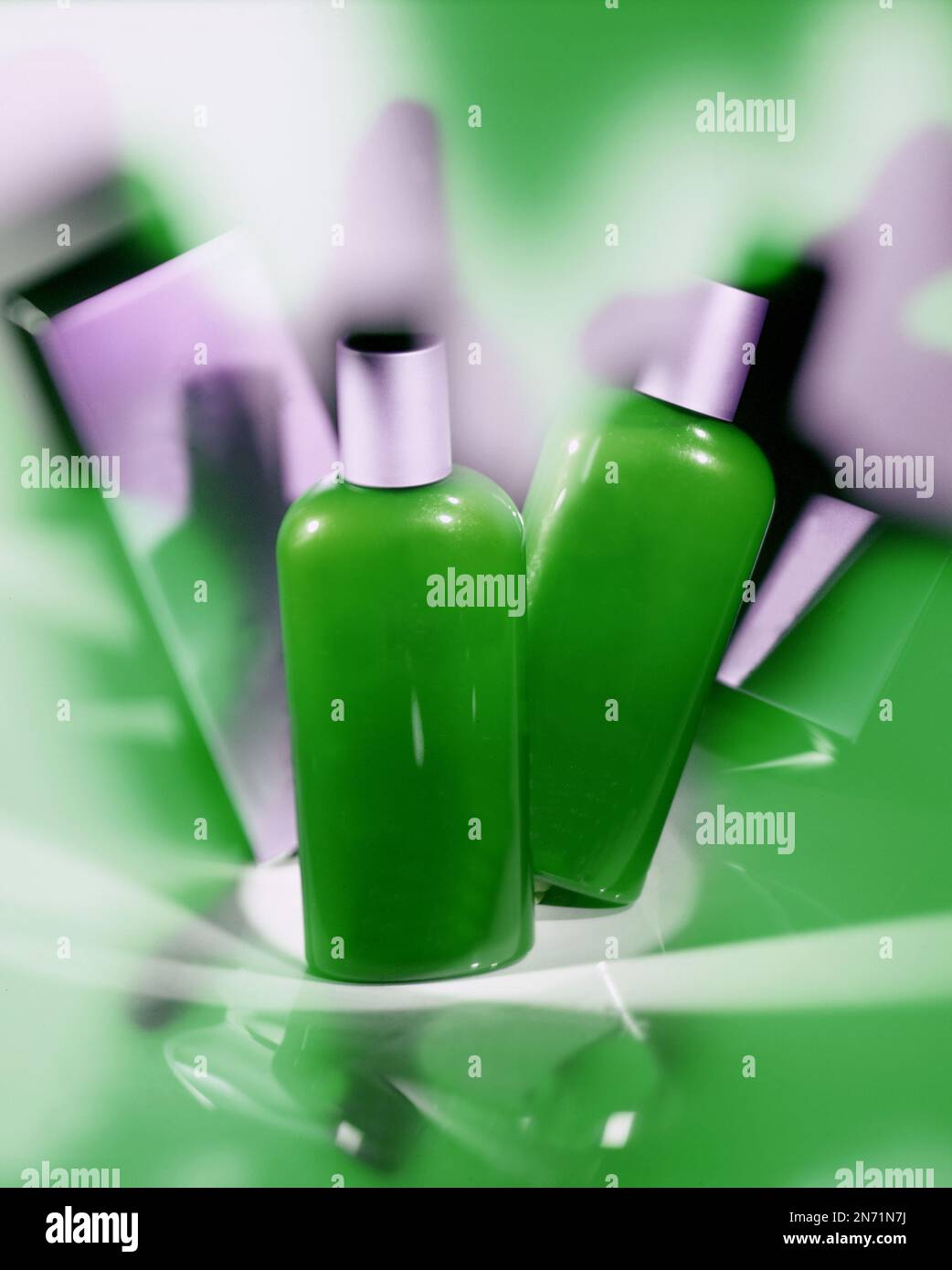 Group of private label plastic bottles. Concept studio still life with ...