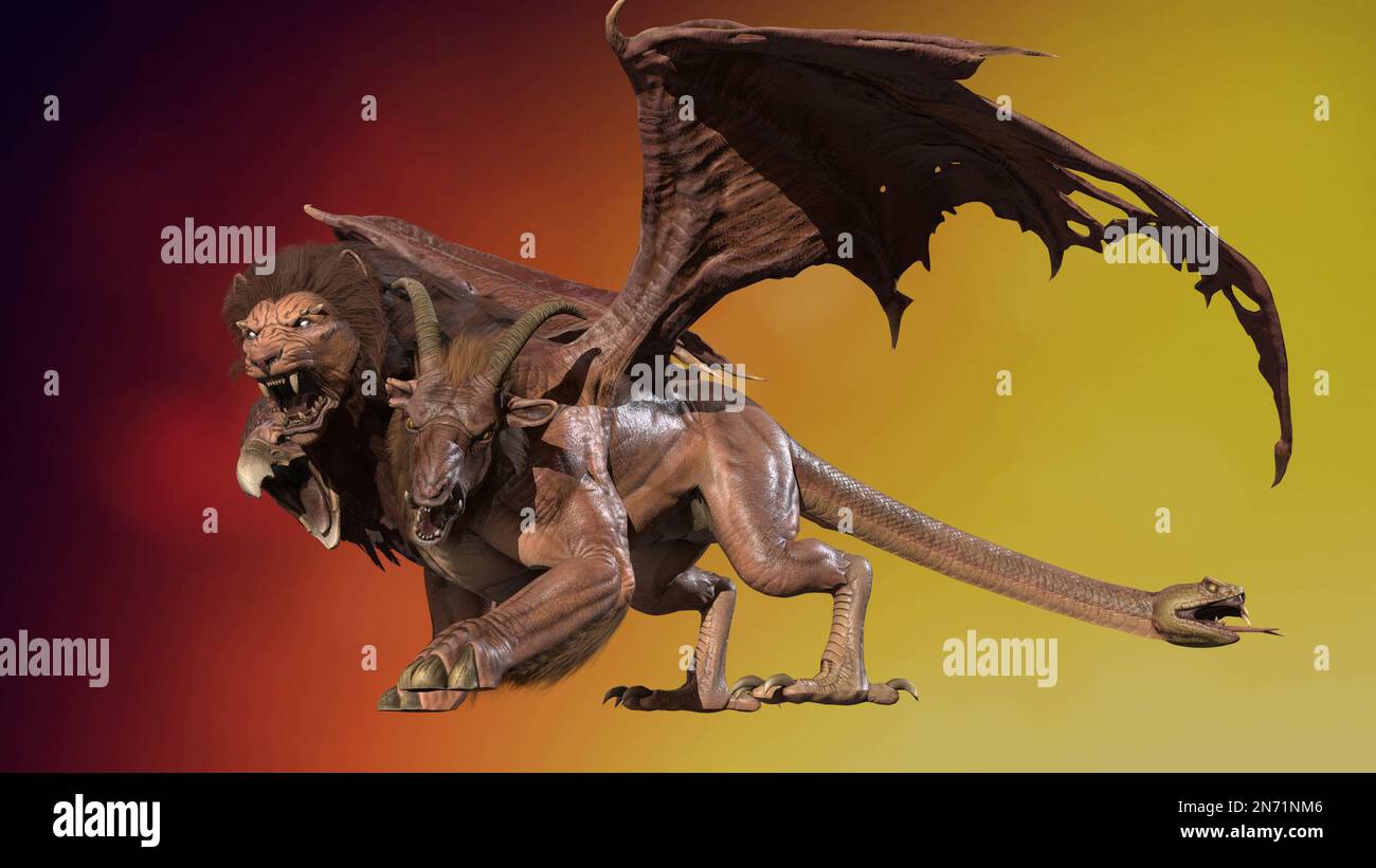 chimera 3d render model on the background of chromakey Stock Photo - Alamy