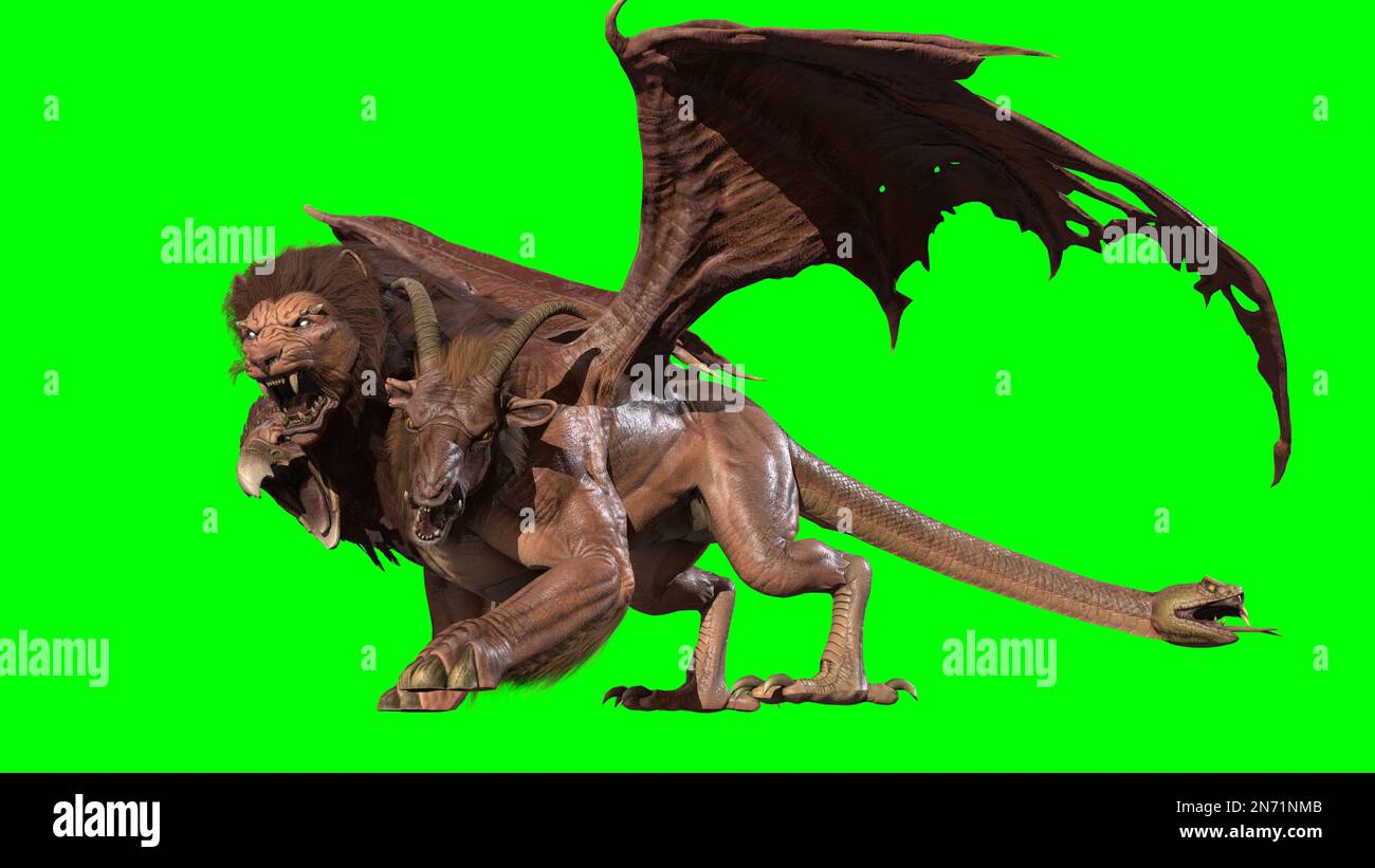 chimera 3d render model on the background of chromakey Stock Photo - Alamy