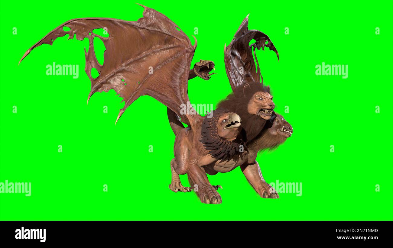 Mythical monster chimera 3d render models Stock Photo - Alamy