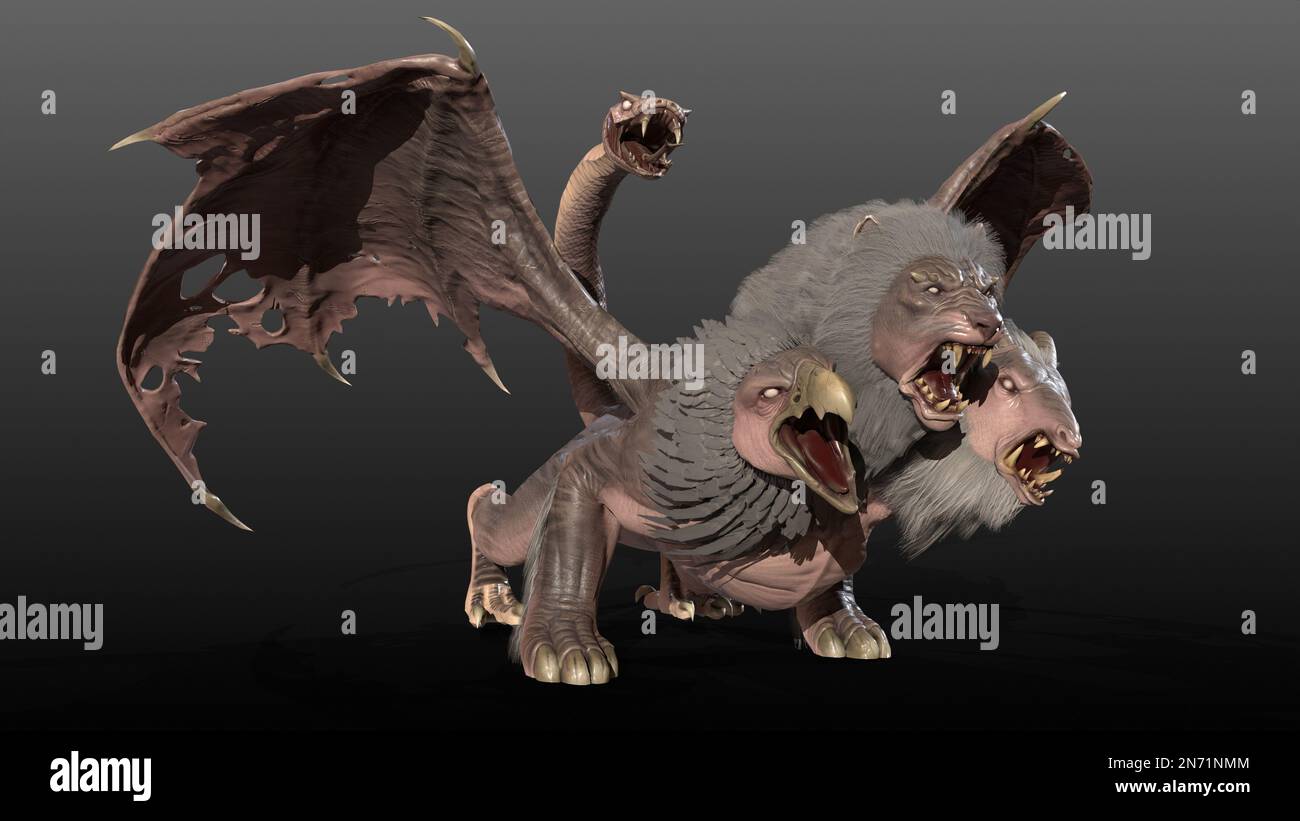 chimera 3d render model on the background of chromakey Stock Photo - Alamy