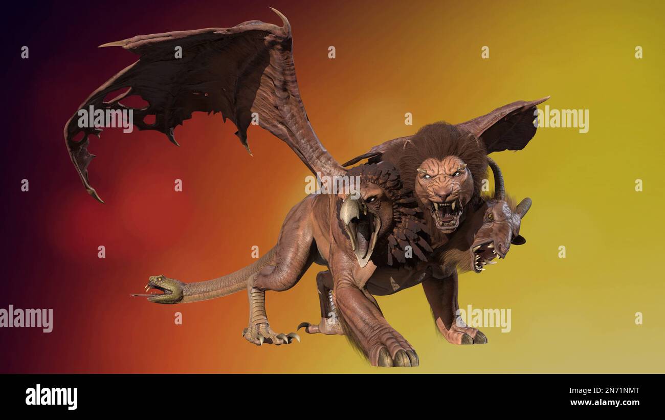chimera 3d render model on the background of chromakey Stock Photo - Alamy