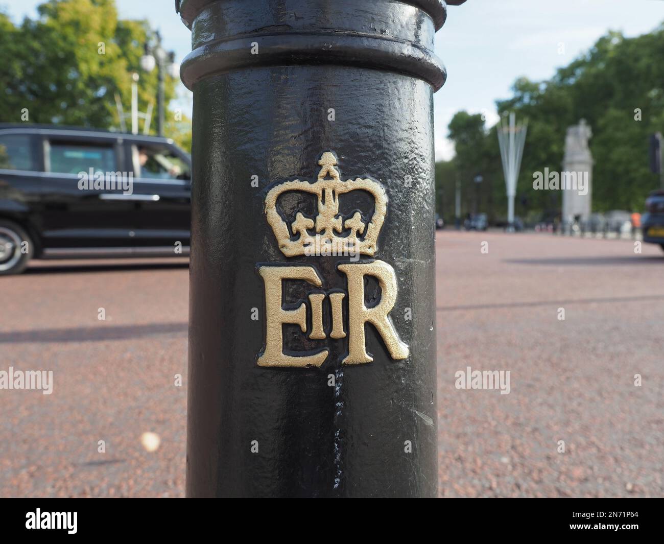 LONDON, UK - CIRCA OCTOBER 2022: Queen cypher EIIR standing for ...