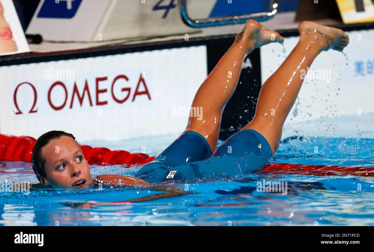 Italy's Federica Pellegrini leaves the pool after taking the silver ...