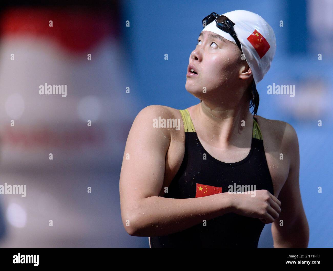 China's Fu Yuanhui leaves the pool after finishing a Women's 50m ...