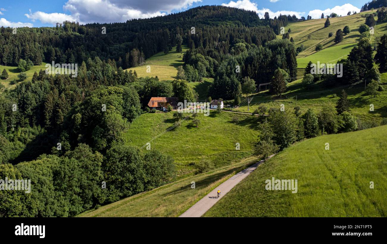 Road cyclist on side road in Horben / Breisgau Hochschwarzwald Stock ...