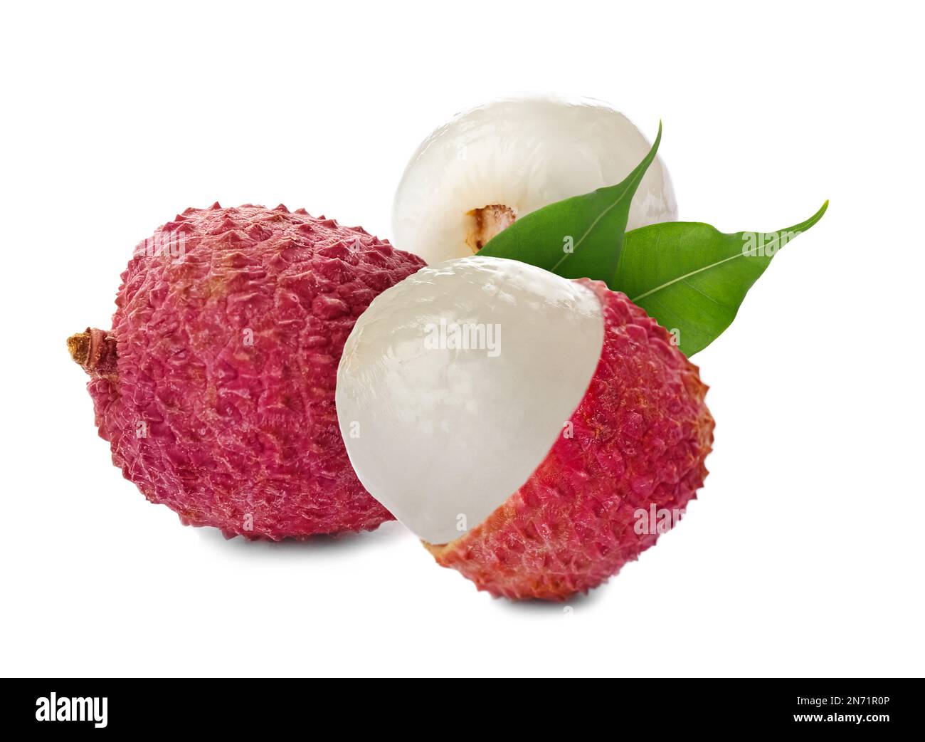 Fresh ripe lychee fruits on white background Stock Photo - Alamy