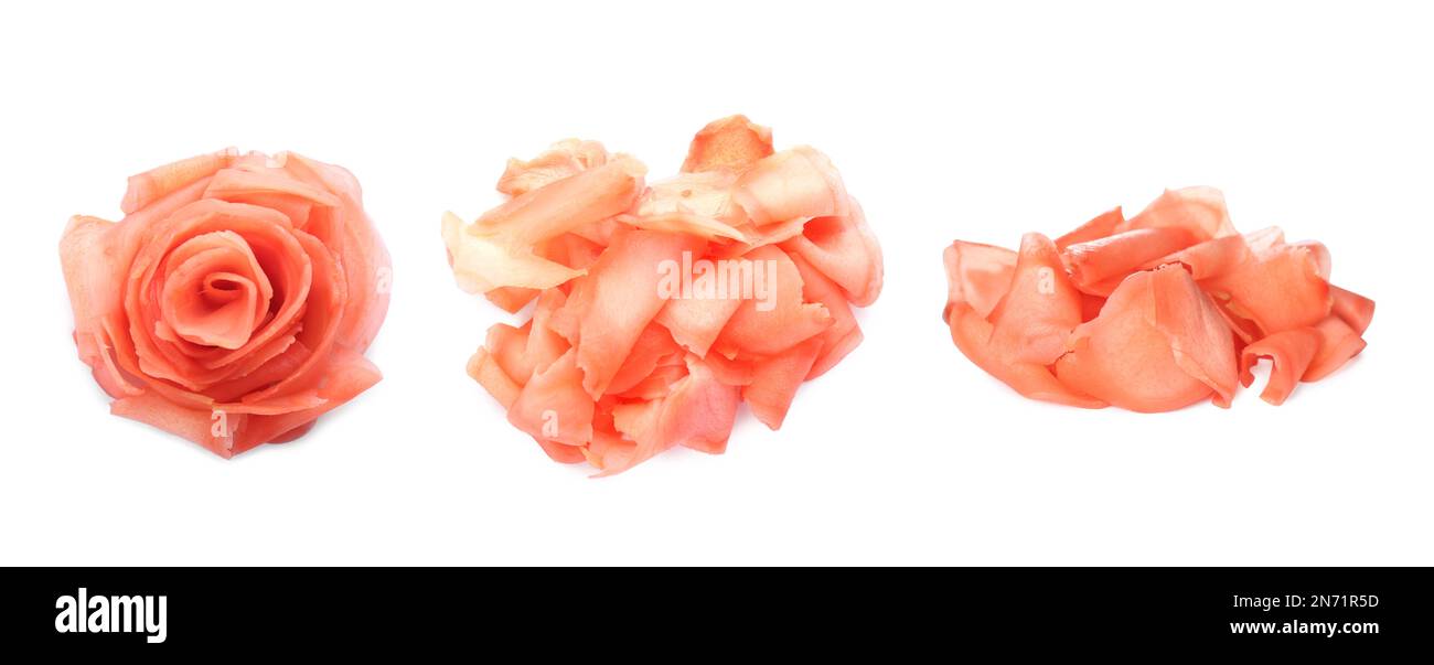 Set with pickled ginger on white background, banner design Stock Photo ...