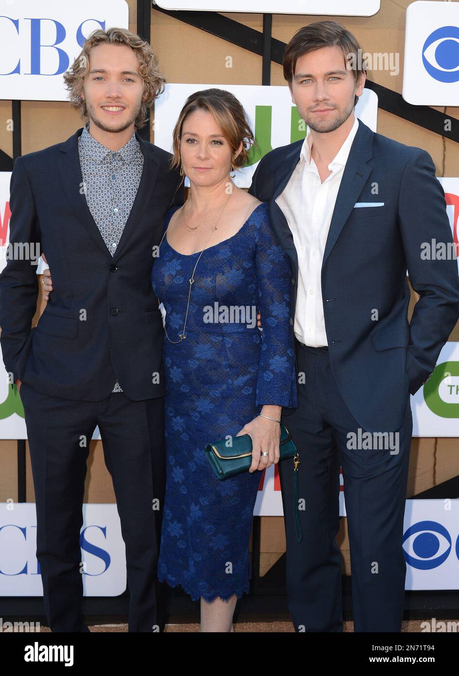 From left, Toby Regbo, Megan Follows and Torrance Coombs arrive at the ...