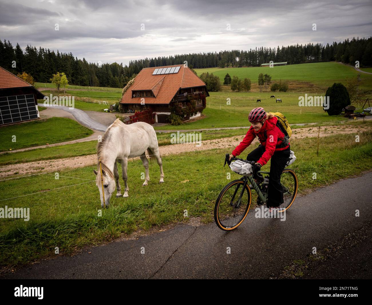 Gravel bike tour in the Black Forest. Farm near Schonach Stock Photo ...