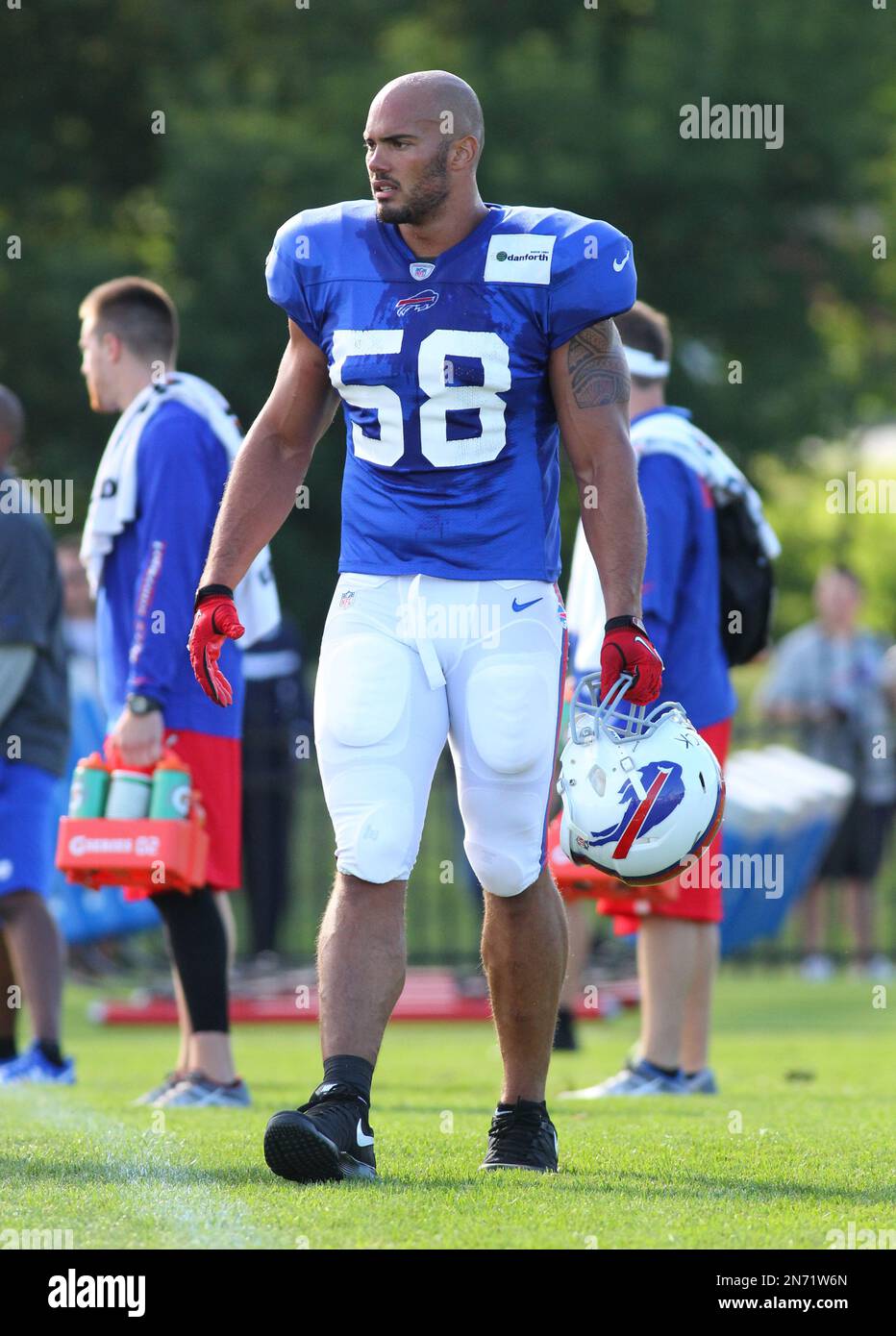 Buffalo Bills Jamie Blatnick takes a breather during their NFL football ...